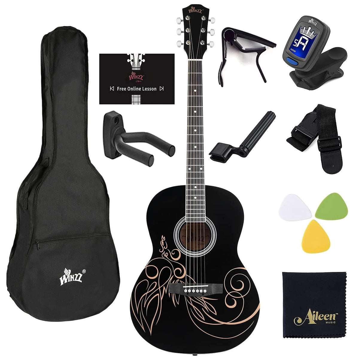 WINZZ AF227A 39-Inch Concert Pattern Design Acoustic Guitar– winzzguitars